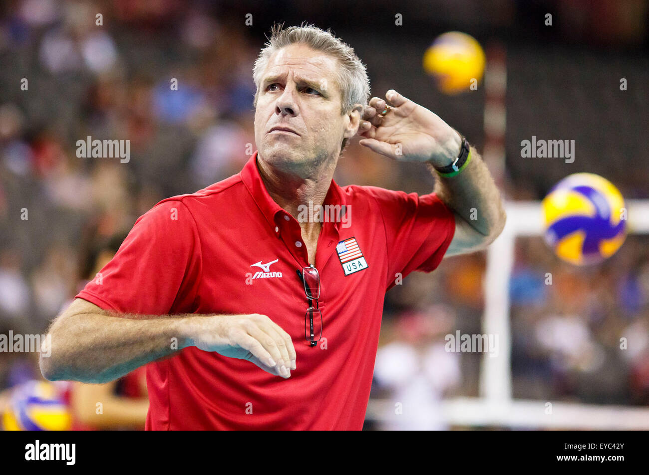 Omaha, NE USA. 26th July, 2015. United States head coach Karch Kiraly ...