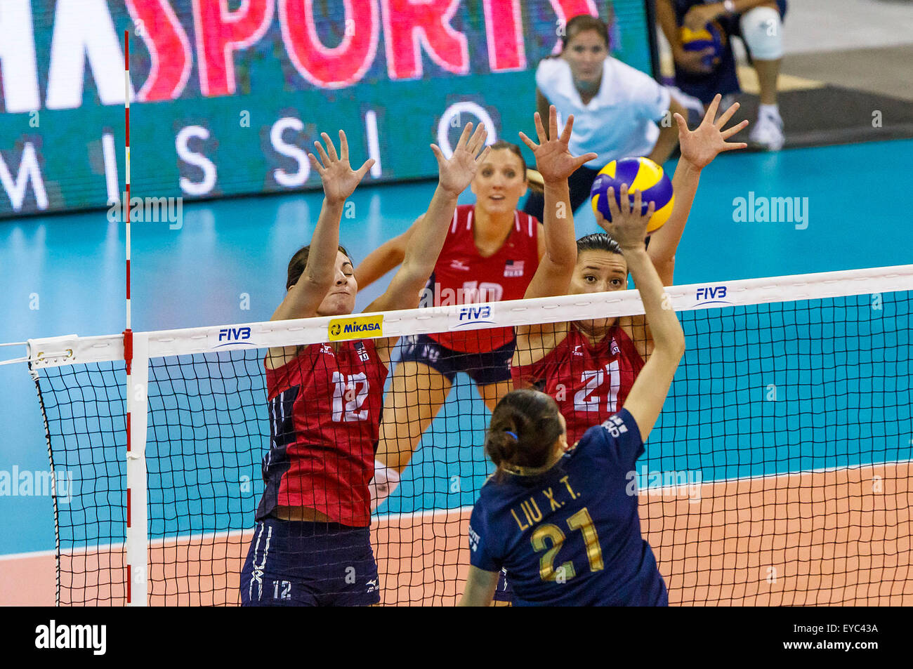 Omaha, NE USA. 26th July, 2015. China's X.T. Liu #27 with a kill ...