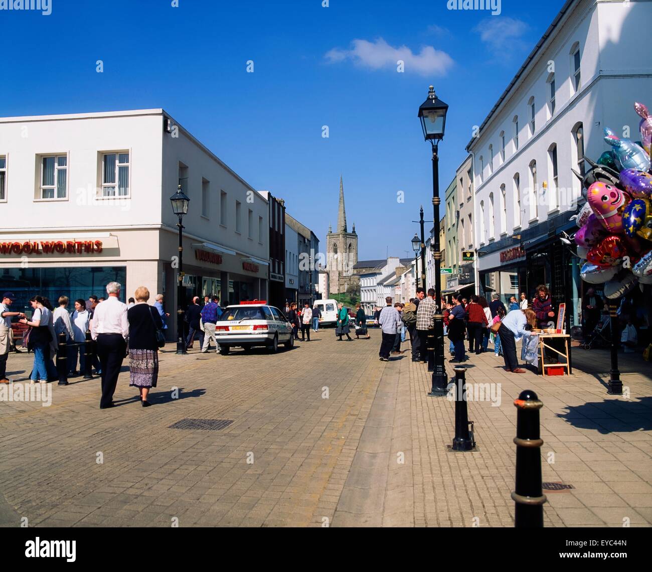 High Street, Enniskillen, Co Fermanagh, Ireland; People Walking Down A ...