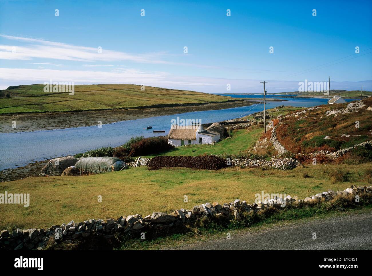 The Sky Road, Connemara, Clifden, County Galway, Ireland; Roadside ...