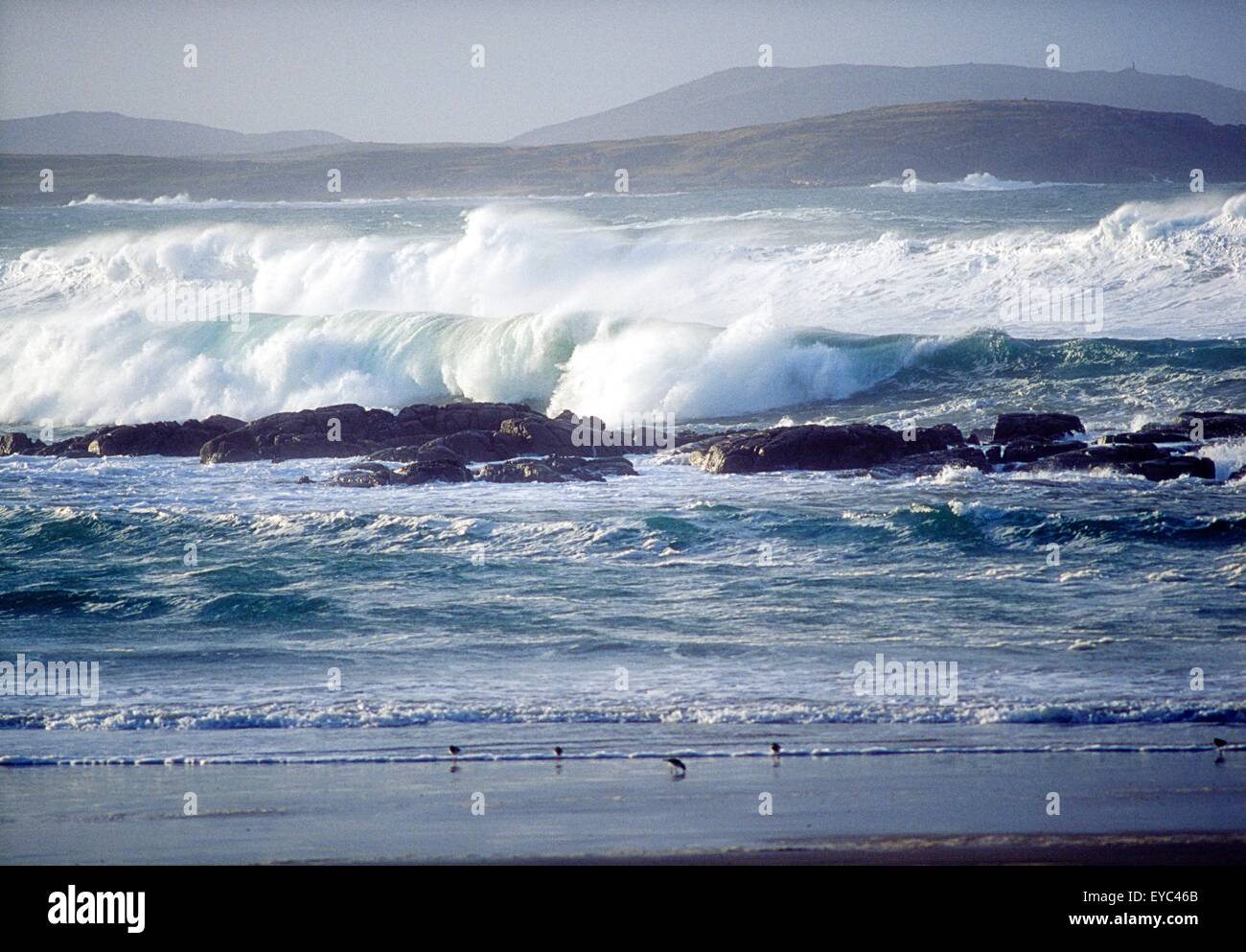Ballyhiernan Bay, Fanad Head, County Donegal, Ireland; Wave Breaking On ...