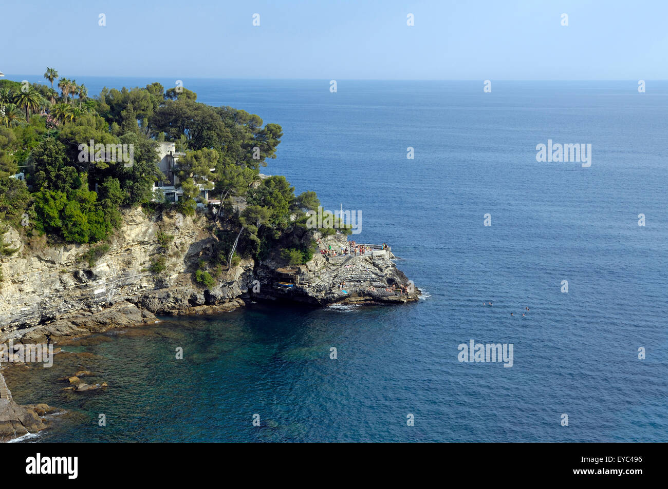 a glimpse of the wild coast of Liguria near Pieve Ligure Stock Photo ...