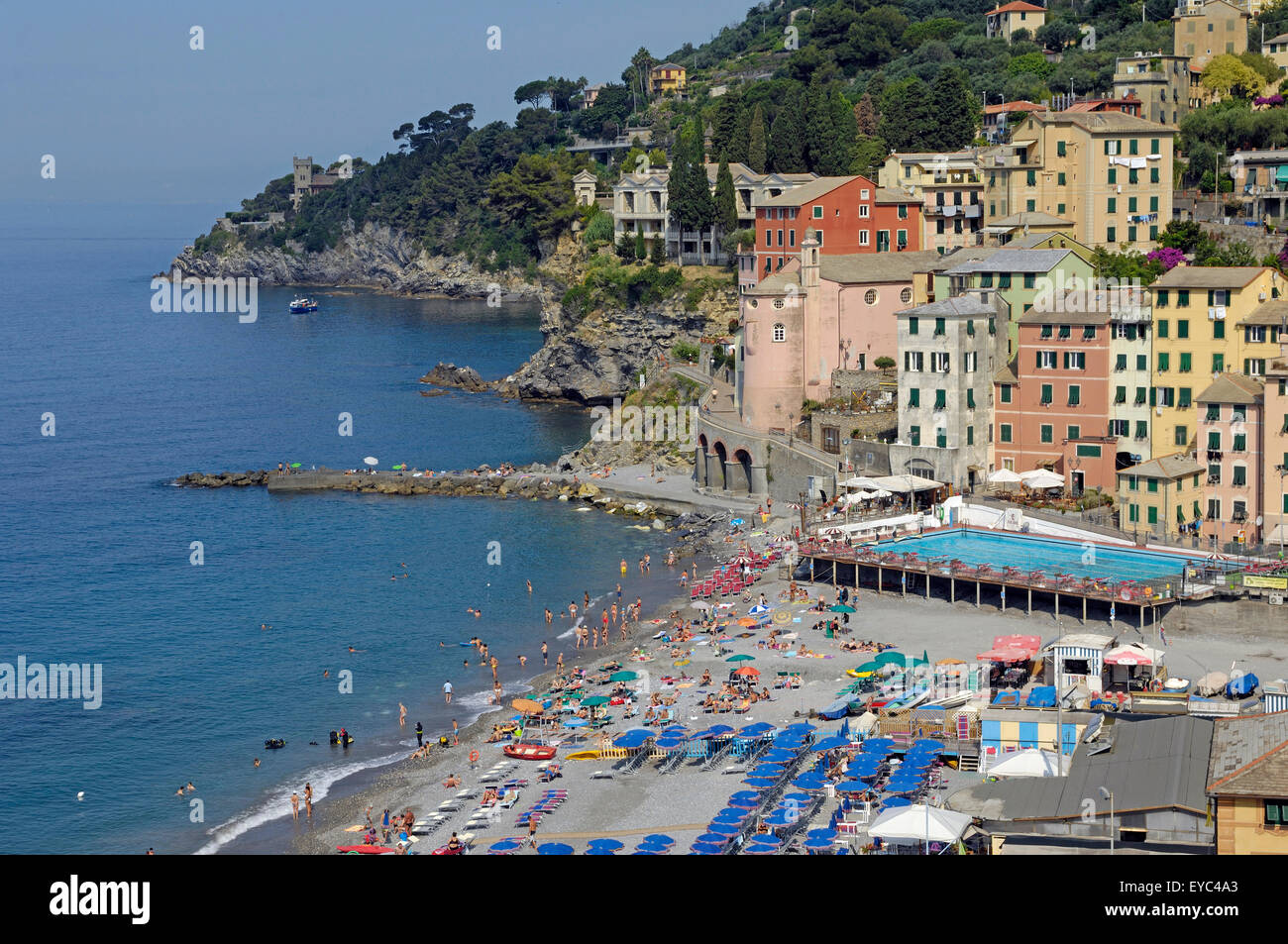 a view on the beach of Sori, Liguria Stock Photo - Alamy
