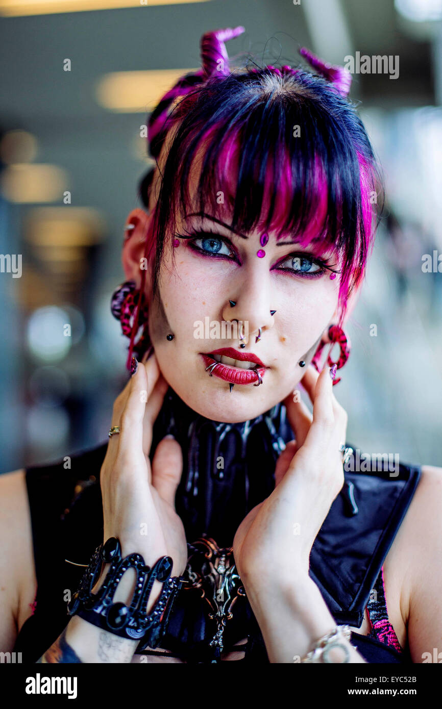 July 25, 2015. - Festival goer pose for the camera during the XI. Amphi ...