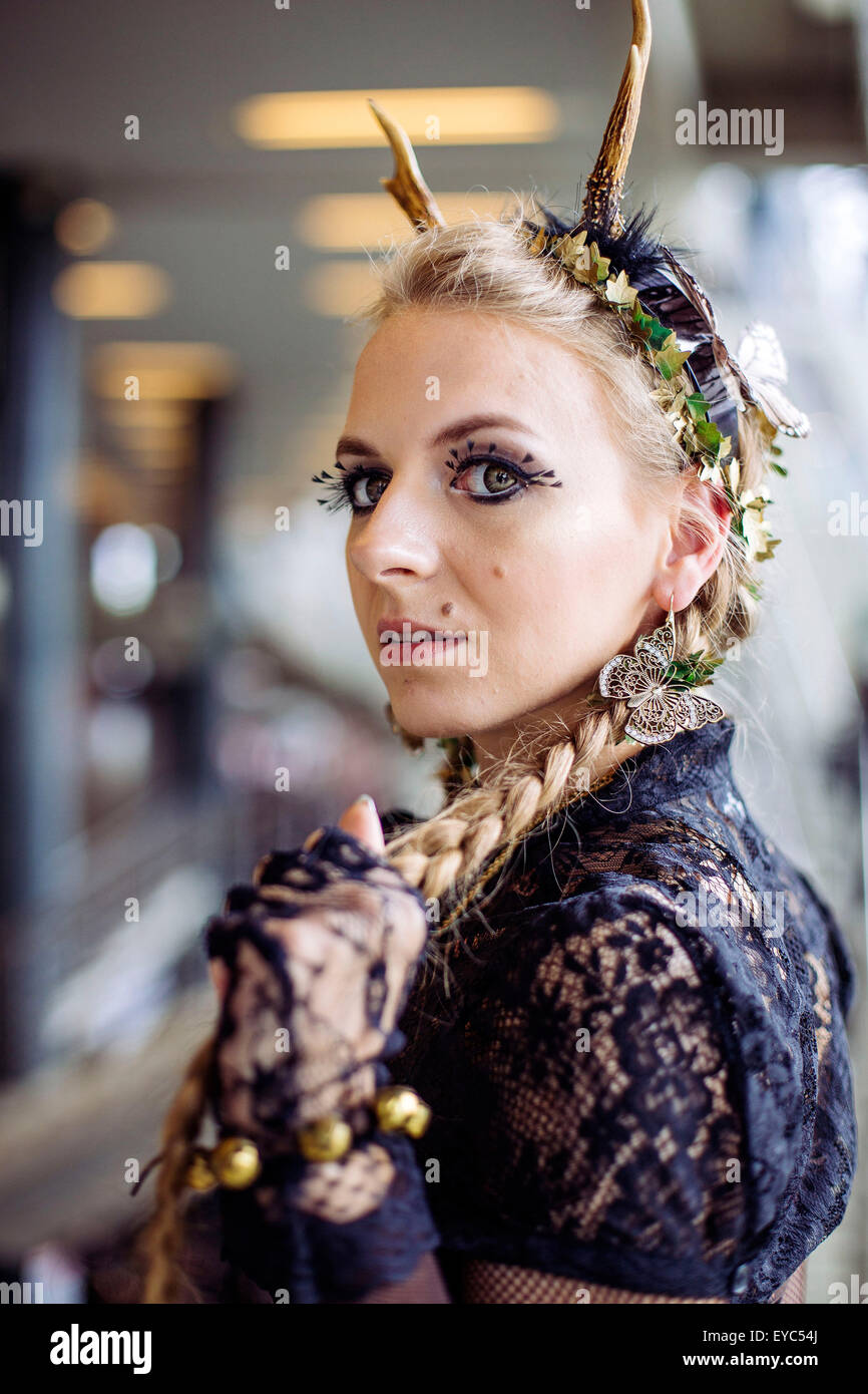 July 25, 2015. - Festival goer pose for the camera during the XI. Amphi ...