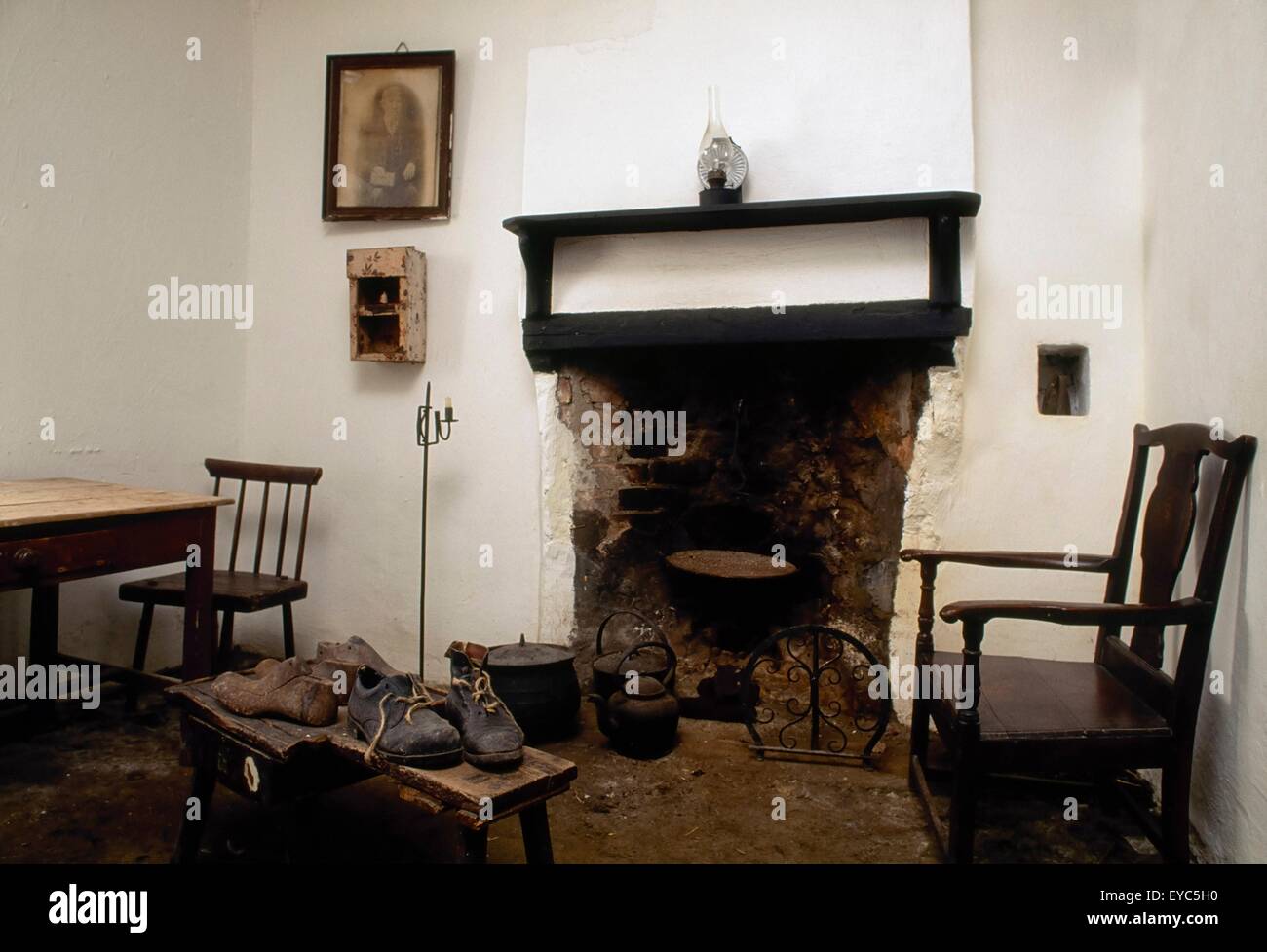 Co Antrim, Ireland; Interior View Of A Traditional Irish Cottage Stock ...
