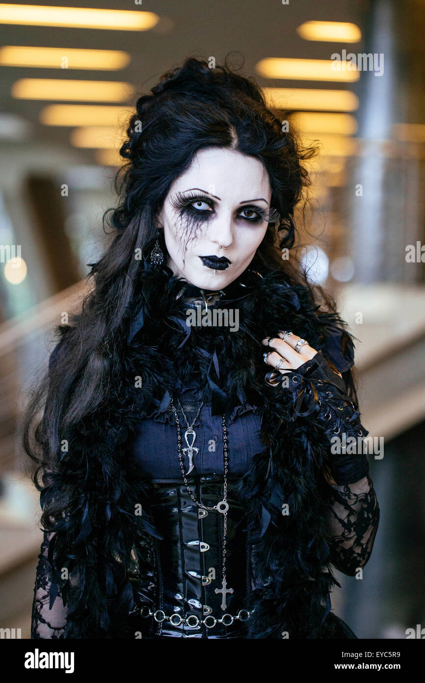 July 25, 2015. - Festival goer pose for the camera during the XI. Amphi ...