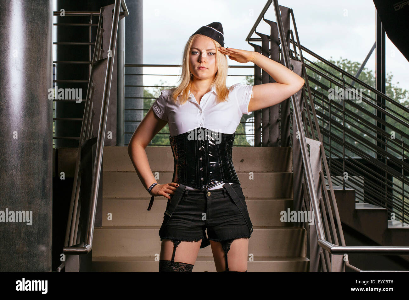 July 25, 2015. - Festival goer pose for the camera during the XI. Amphi ...