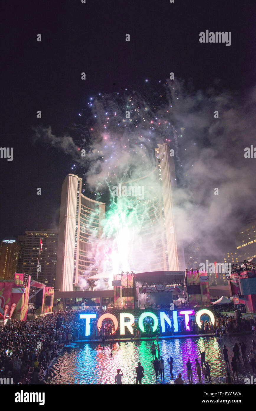Toronto, Canada. 26th July, 2015. Dazzling fireworks display at city ...