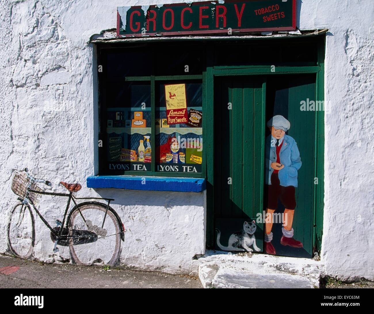 Grocery Store, Ireland; Old Grocery Store Painted On The Exterior Stock ...