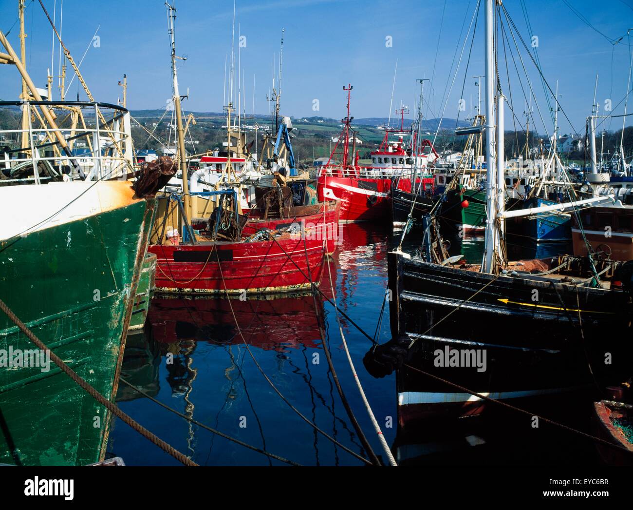 Greencastle, Lough Foyle, Co Donegal, Ireland; Boats At A Commercial ...