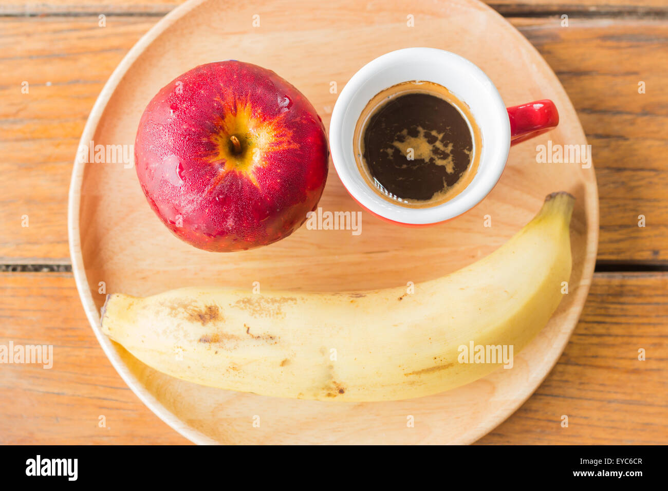Smile meal with red apple, banana and coffee, stock photo Stock Photo ...