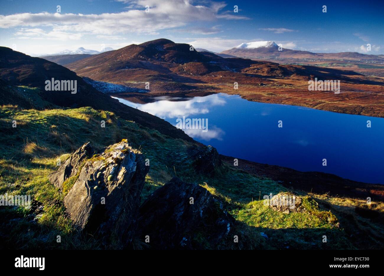 Looking Across Lough Greenan From Loughsalt Mountain, County Donegal ...