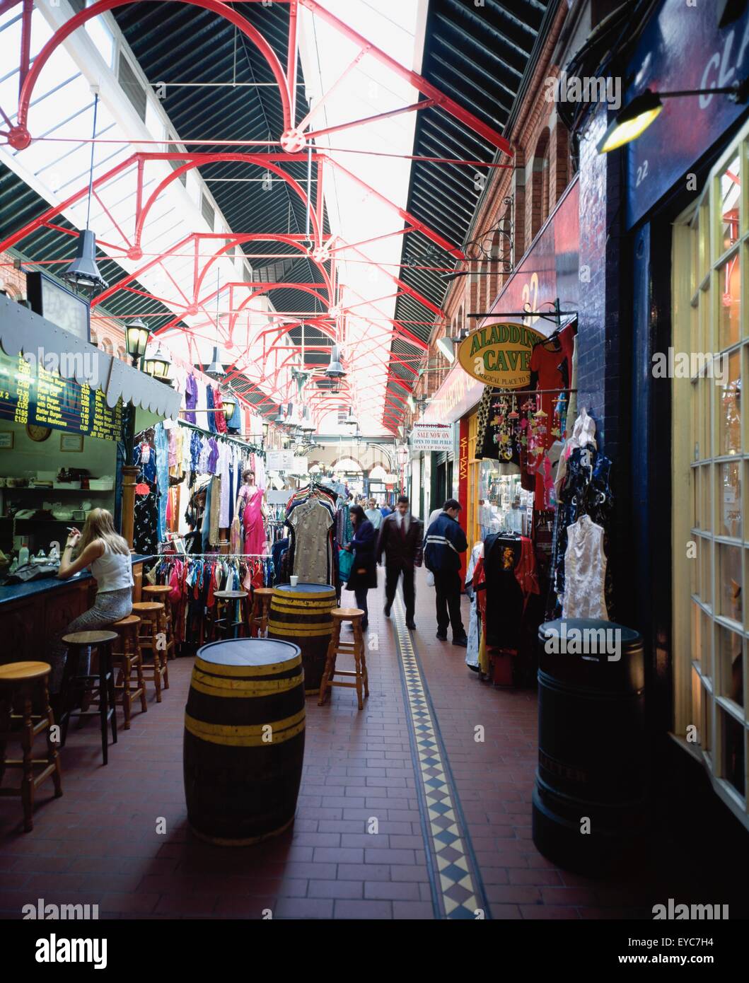 Great George's Street Market, Dublin City, Ireland; Interior Of Irish ...