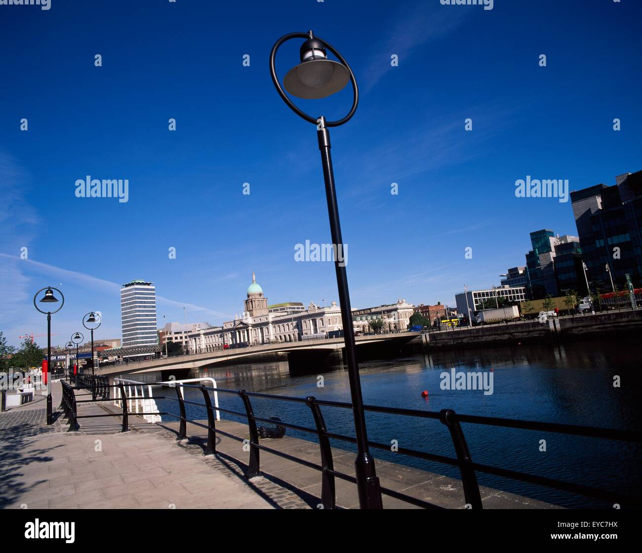 River Liffey, Dublin City, Ireland; Cityscape And Waterfront Stock ...
