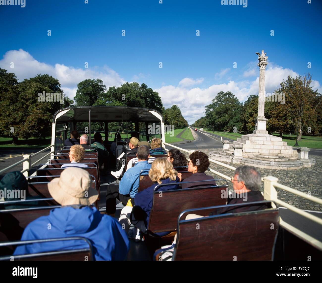Phoenix Column, Phoenix Park, Dublin City, Ireland; Tourists On Open ...