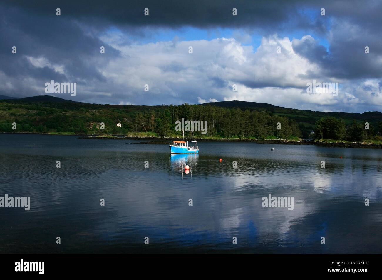 Mulroy Bay, County Donegal, Ireland; Fishing Boat On Bay Stock Photo ...