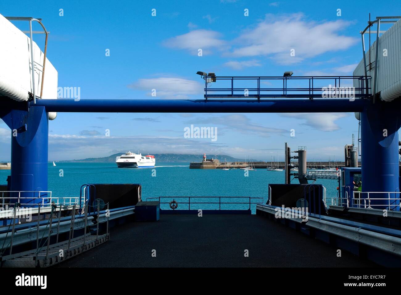 Dun Laoghaire, County Dublin, Ireland; Ocean Ferry Arriving At Dock ...