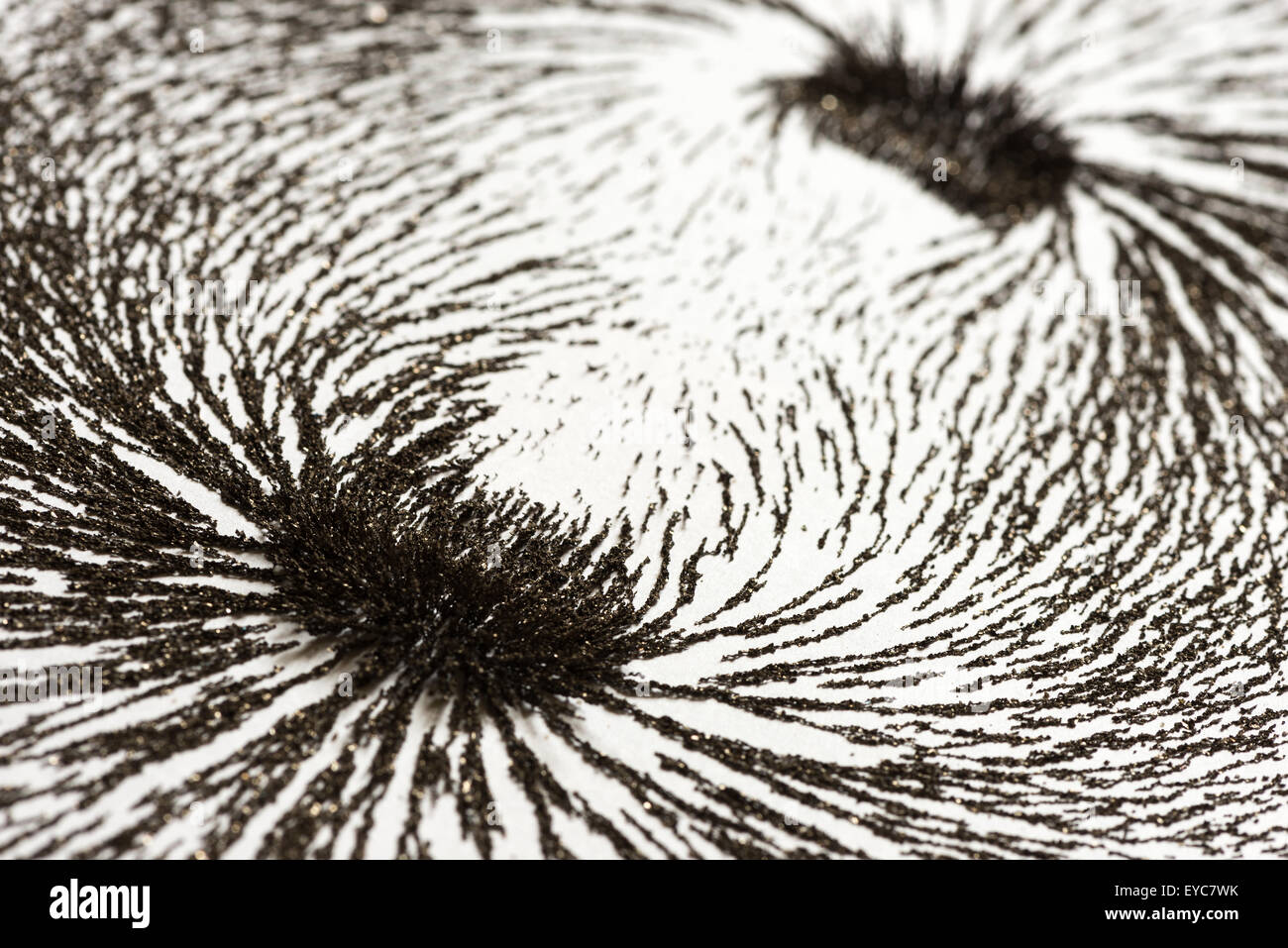 Attraction and repulsion iron metal particles align up along the Stock ...