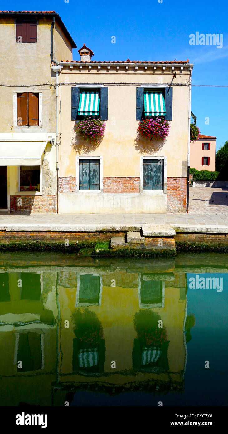 building architecture in Murano with reflection, Venice, Italy Stock ...