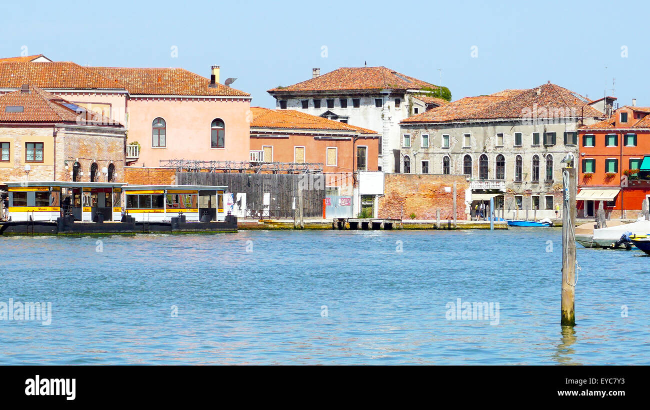 view of building architecture in Murano and river, Venice, Italy Stock ...