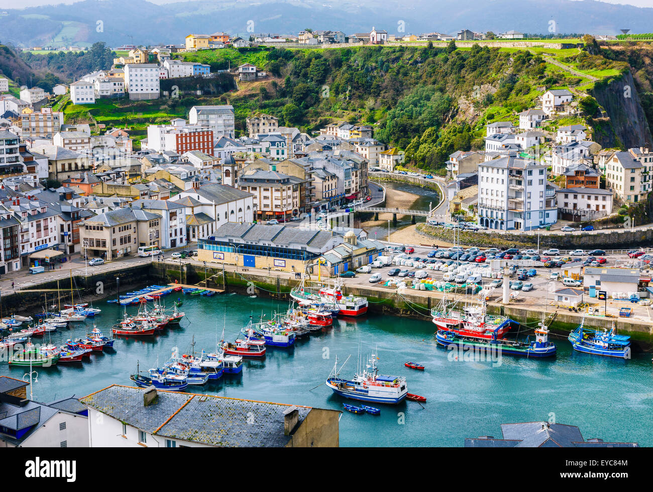Village view. Luarca village. Asturias, Spain, Europe Stock Photo - Alamy