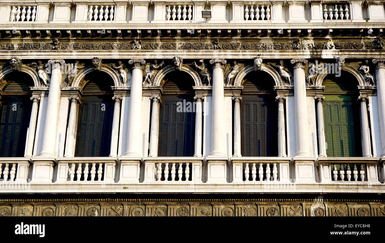 San Macro square windows ornaments architecture in Venice, Italy Stock ...