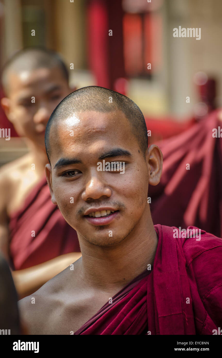 Monks Waiting for Lunch, Mahagandayon Monastery, Amarapura, Myanmar ...