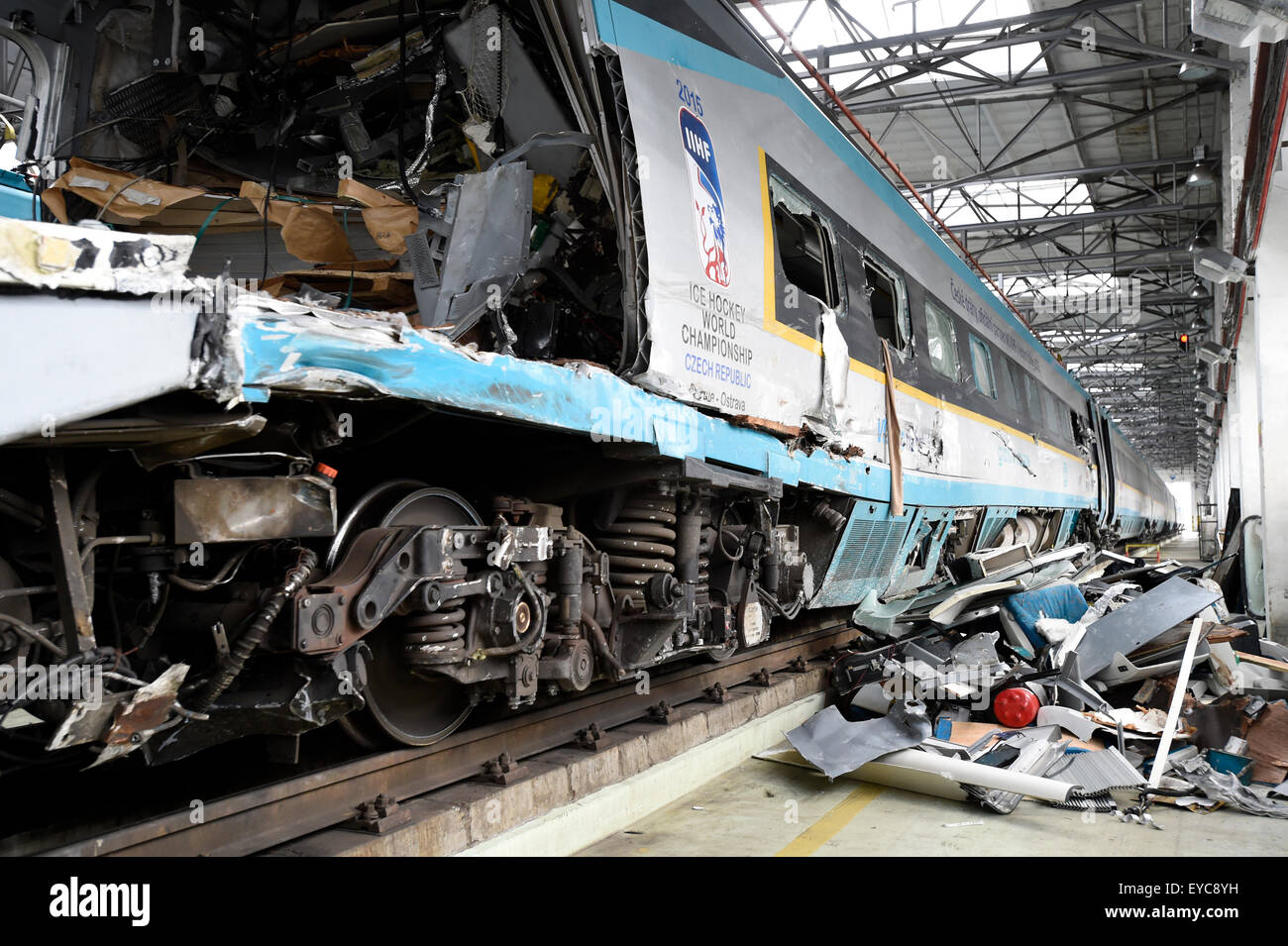 Pendolino train damaged in Wednesday's collision with a truck at a rail ...