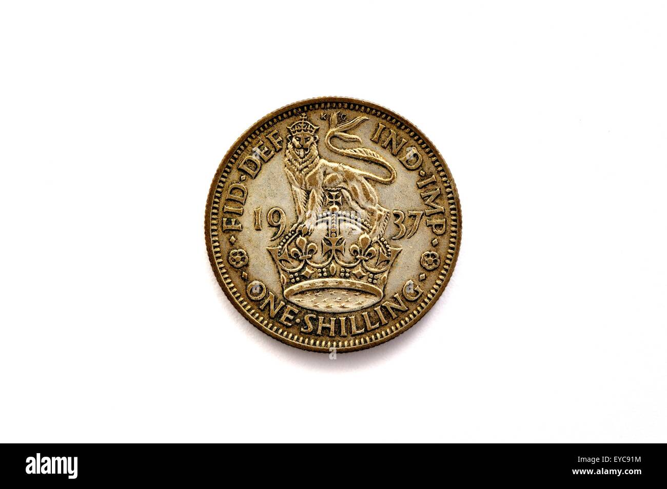1937 one shilling british coin Stock Photo - Alamy