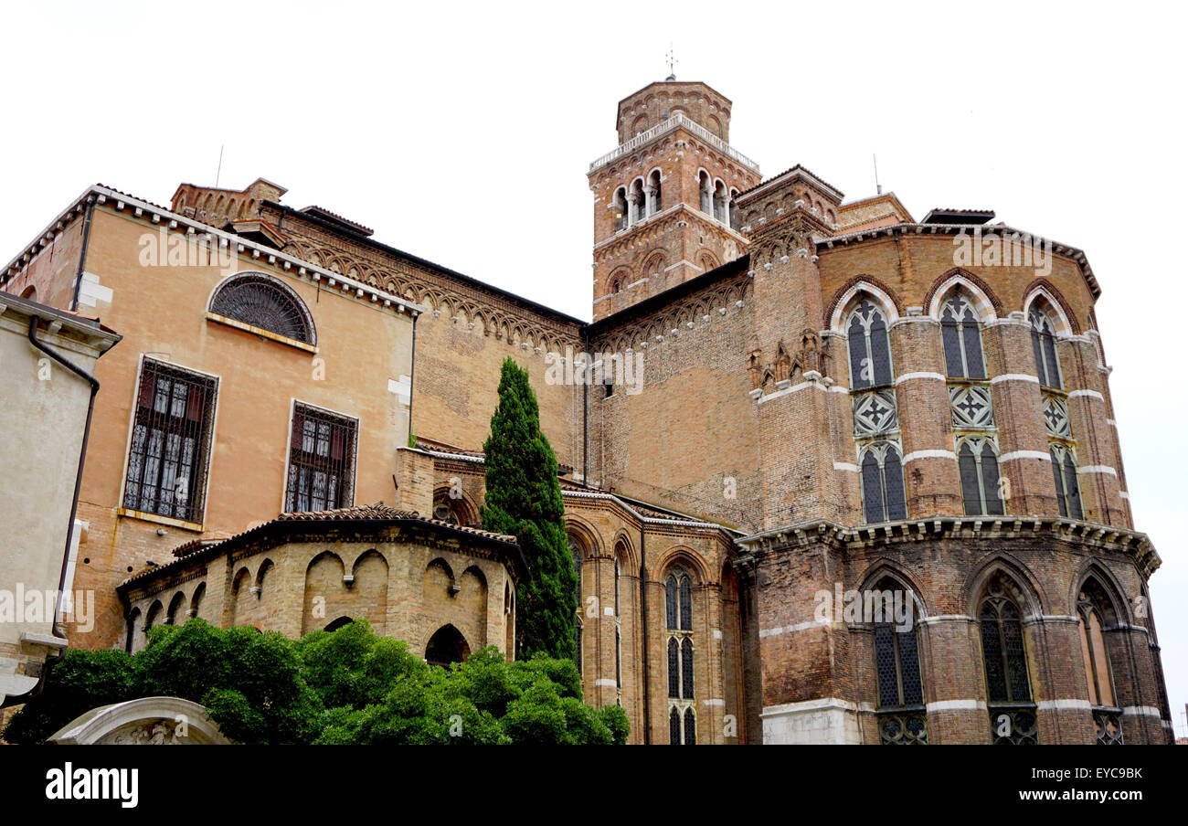 ancient church Santa maria building in old town city Venice, Italy ...