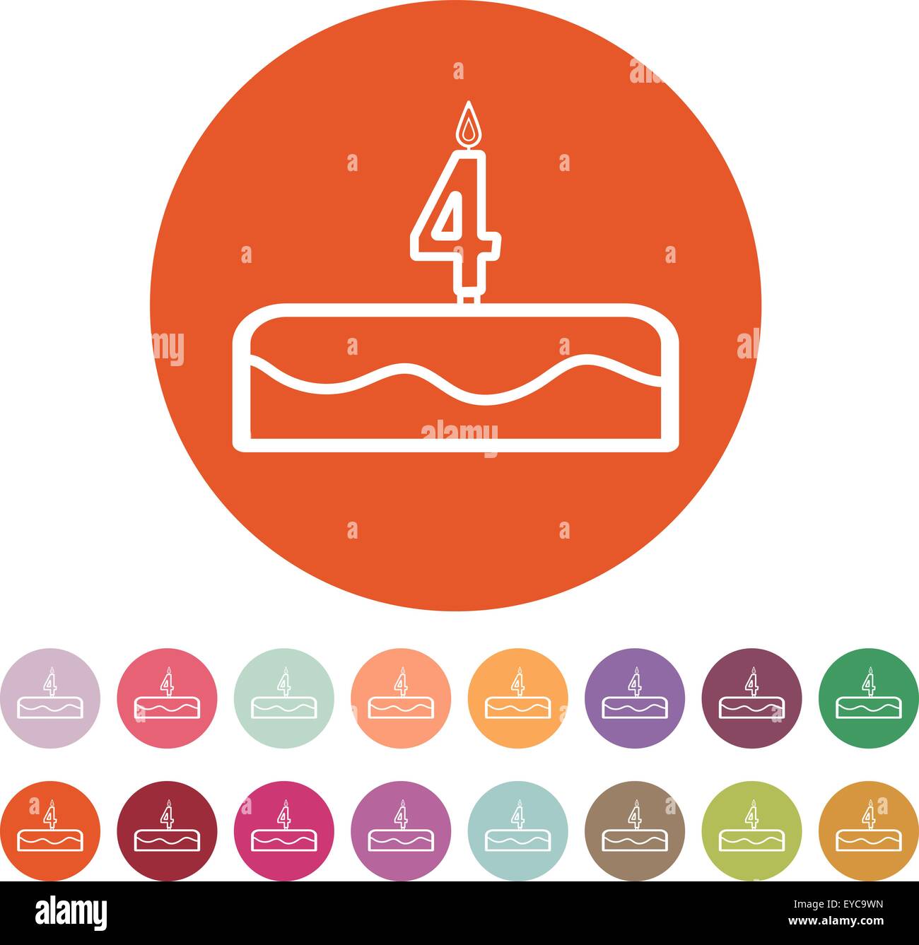 Cake with candles in the form of number 4 icon Stock Vector Image & Art ...