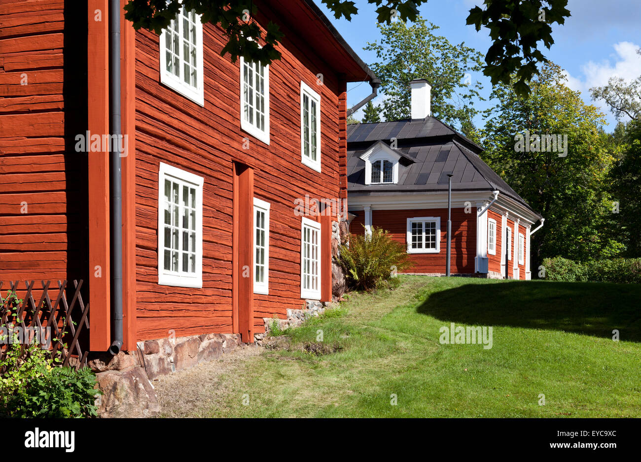 ENGELSBERG, SWEDEN ON SEPTEMBER 02, 2013. View of an red wooden ...