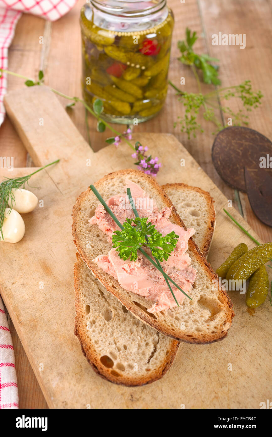 Meat spread bread Stock Photo - Alamy
