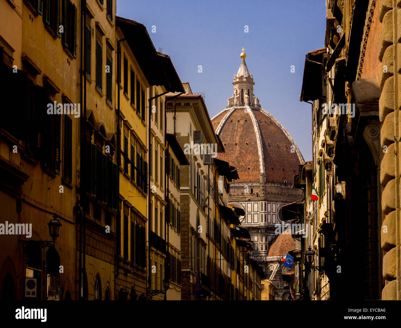 Filippo Brunelleschi's dome on Florence Cathedral glimpsed between ...