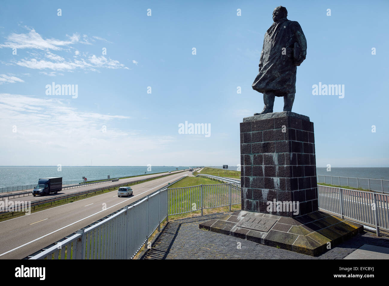 Den Oever, Netherlands, Cornelis Lely statue on the Afsluitdijk Stock ...