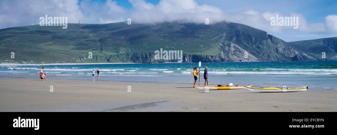 Canoeing At Keel Bay, Achill Island Co Mayo, Ireland Stock Photo - Alamy