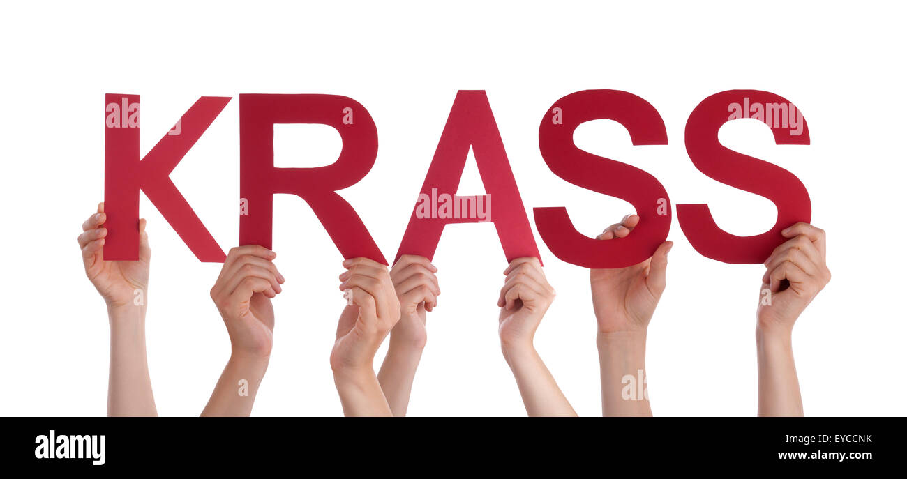 People Holding Straight German Word Krass Means Cool Stock Photo - Alamy