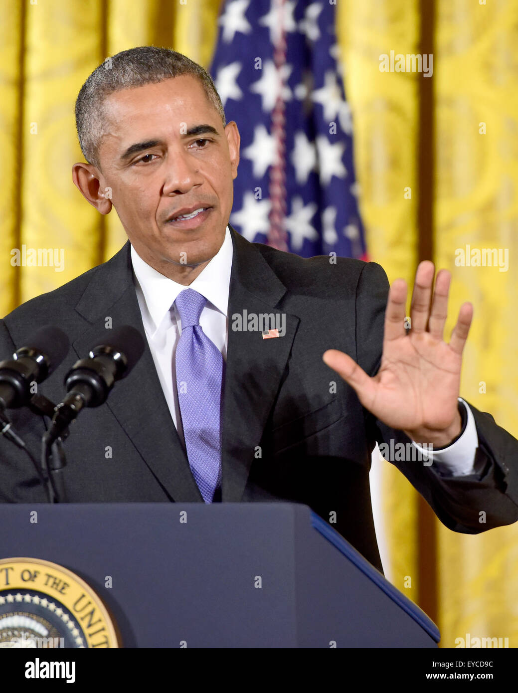 United States President Barack Obama conducts a formal press conference ...