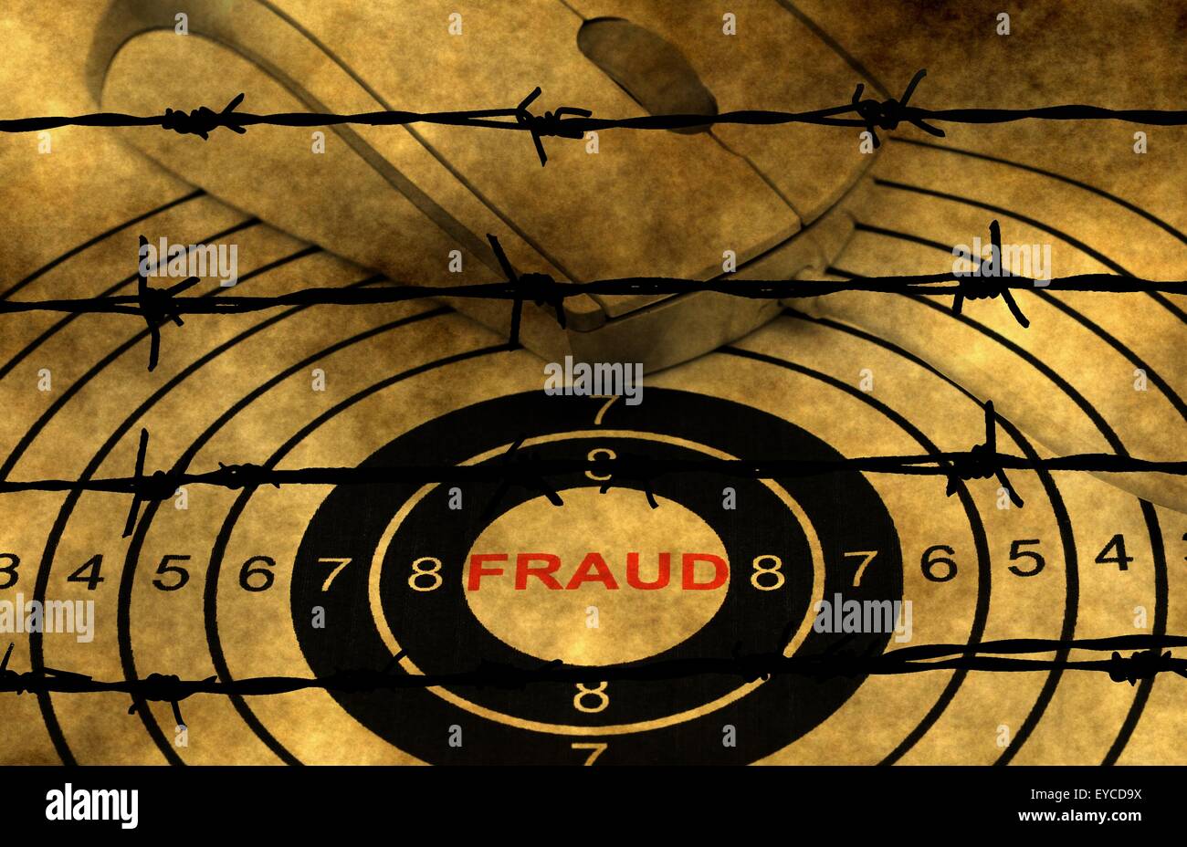 Fraud target and mouse on grunge background Stock Photo - Alamy
