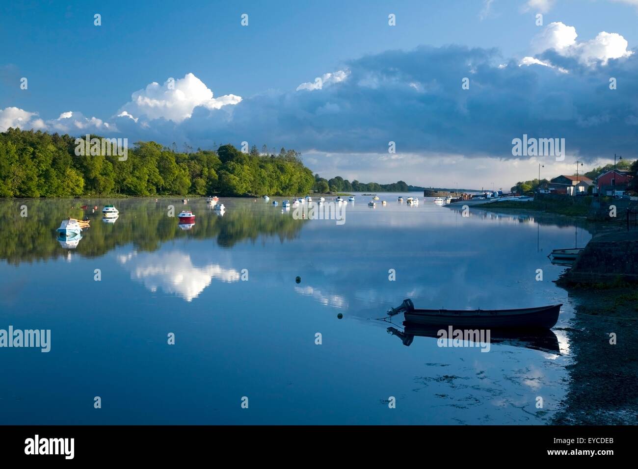 Ballina, Co Mayo, Ireland; Morning Reflections On The River Moy Stock ...