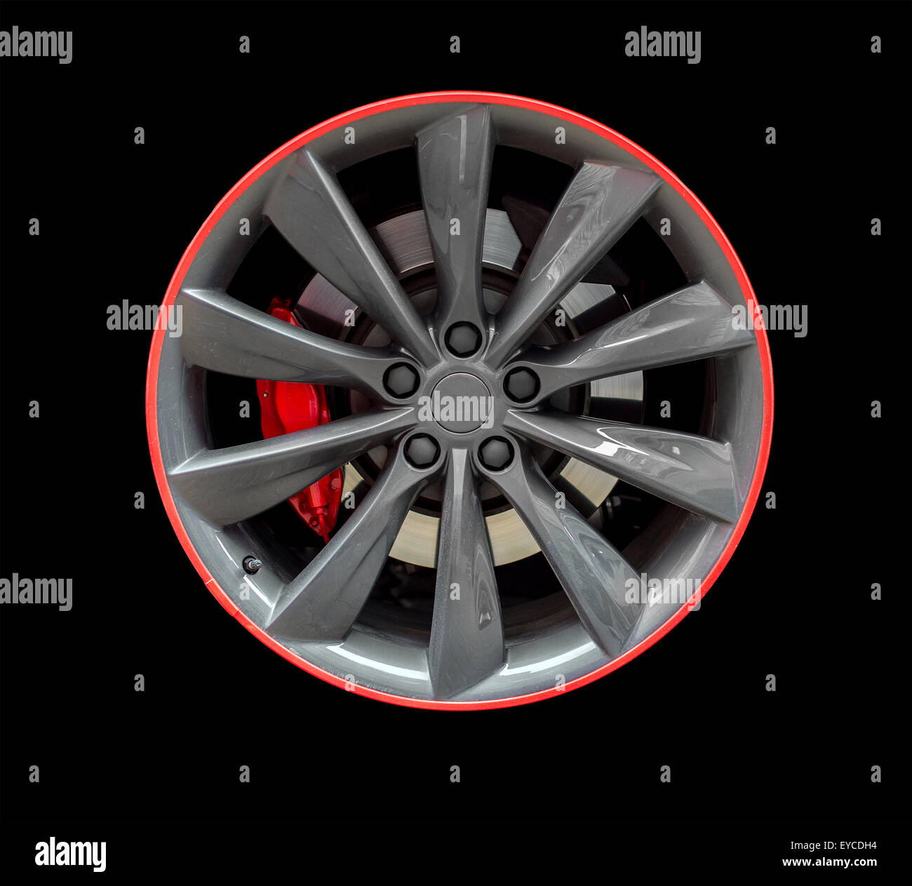 Sports car rim isolated on black background Stock Photo - Alamy