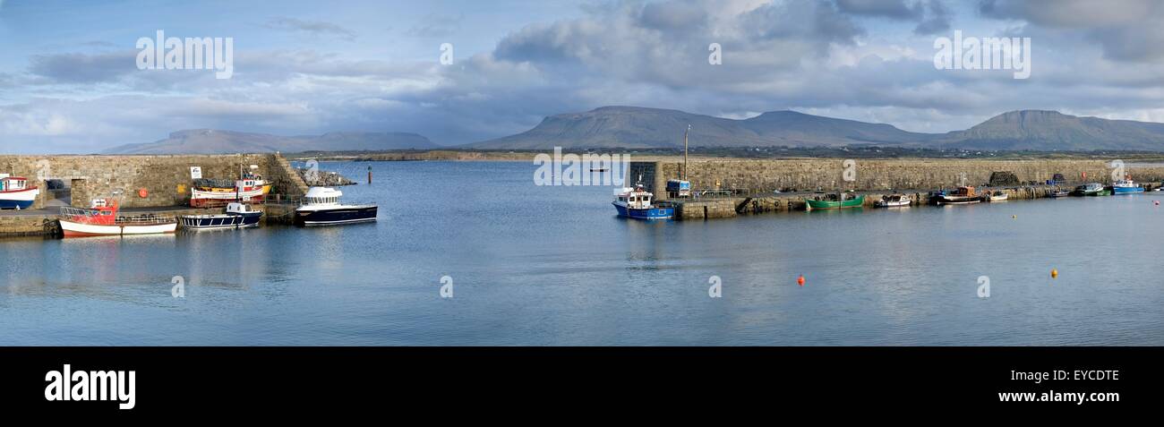 Co Sligo, Ireland; Mullaghmore Harbour And The Sligo Hills Stock Photo ...