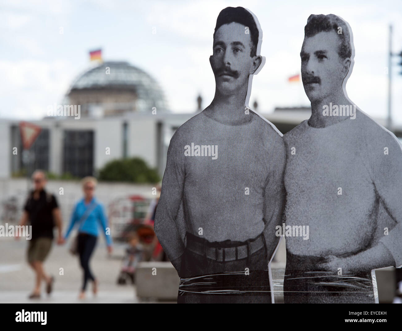 The life-size images of Olympic winners in gymnastics Alfred and Gustav ...