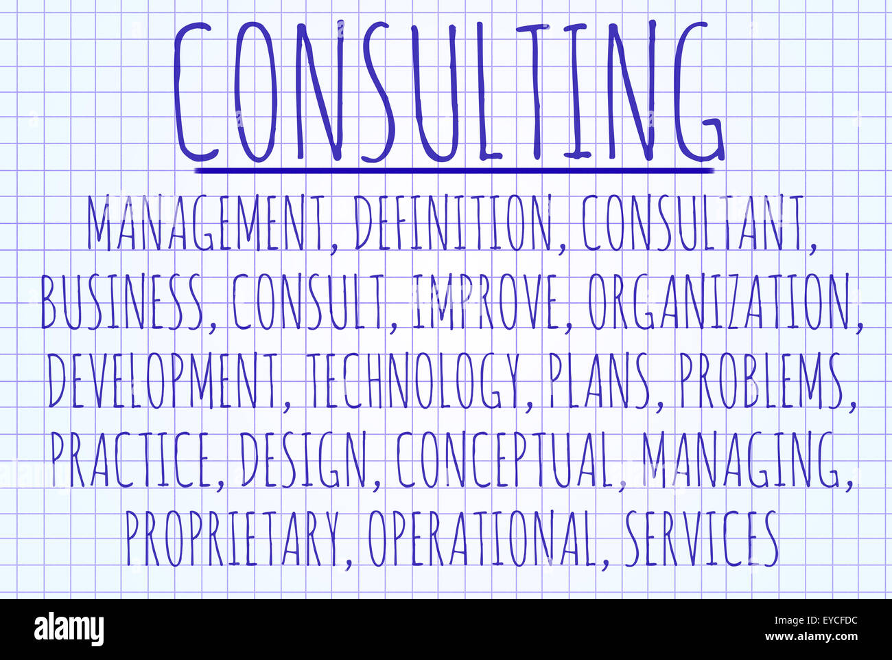 Consulting word cloud written on a piece of paper Stock Photo - Alamy