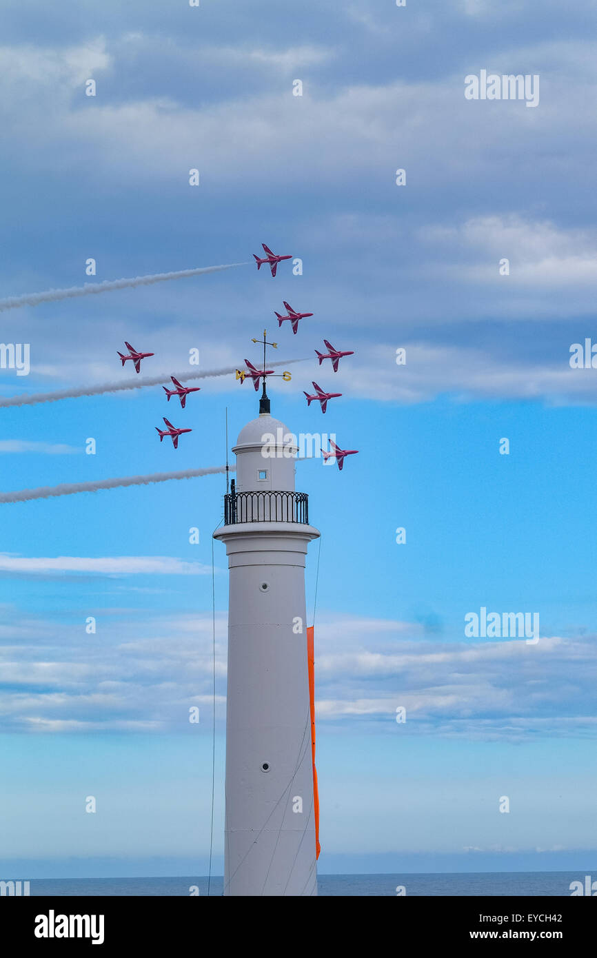 The Red Arrows formation flying team performing at the 2015 Sunderland ...