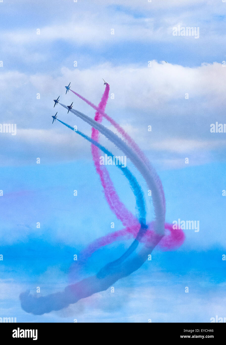 The Red Arrows formation flying team performing at the 2015 Sunderland ...