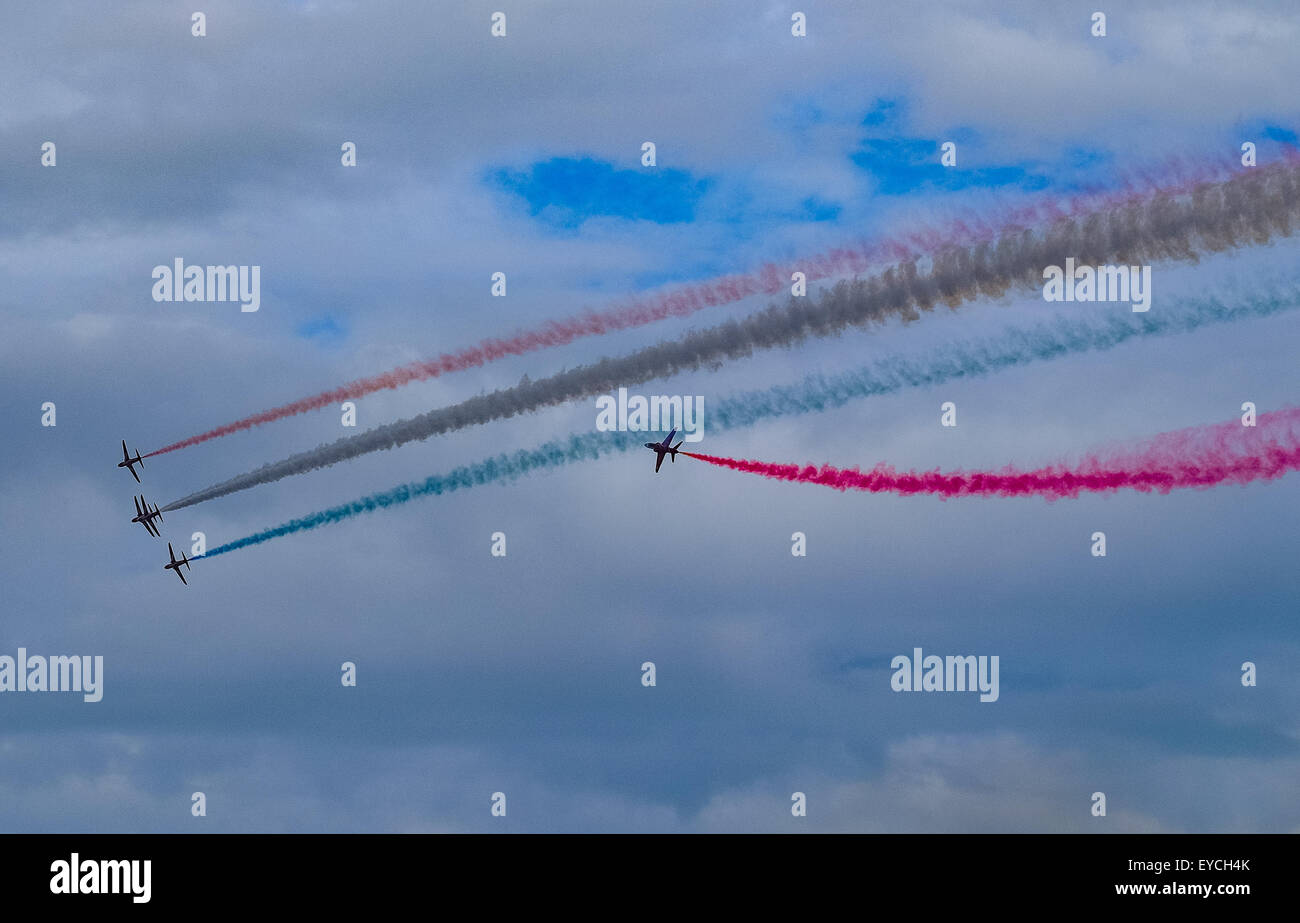 The Red Arrows formation flying team performing at the 2015 Sunderland ...