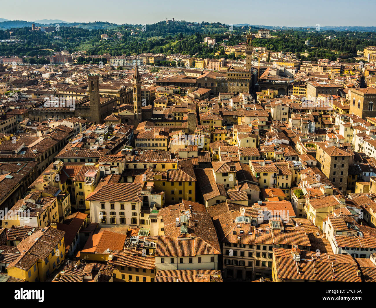Terracotta rooftops of traditional Florentine buildings. Florence ...