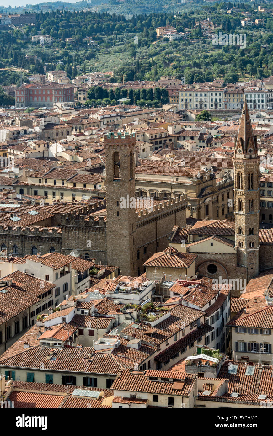 The Bargello National Museum and Badia bell tower. Florence, Italy ...